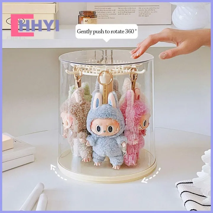 HHYI Transparent Labubu Doll Display Box Stackable Rotating Pendant ...