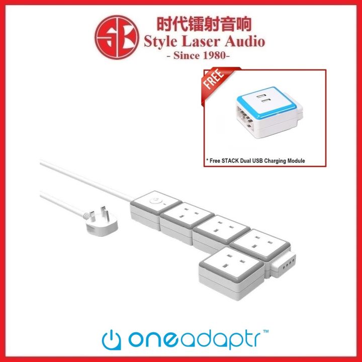 OneAdaptr STACK 4 Outlet Power Plug Socket Extension Modular Surge | Lazada