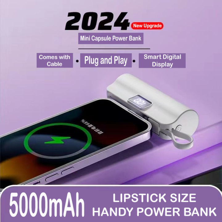 3 in 1 Upgraded 2024 X455 Type C Port Power Bank 5000mAh with Digital ...