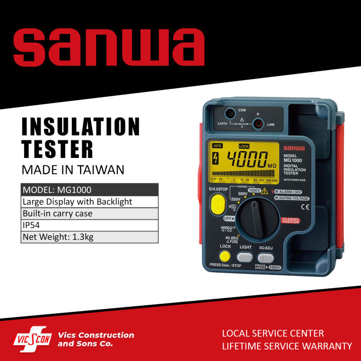 SANWA MG1000 DIGITAL INSULATION TESTER MADE IN TAIWAN | Lazada PH
