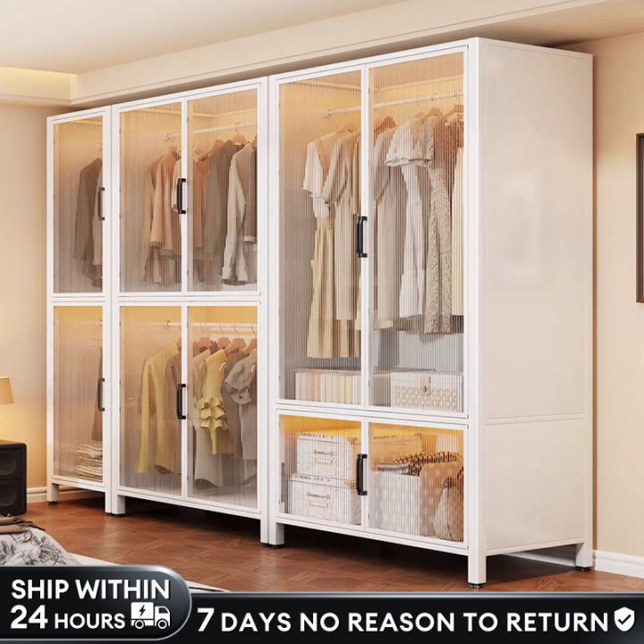 SHEEPER Metal Wardrobe Bedroom Steel Wardrobe Clothes Storage Cabinet ...