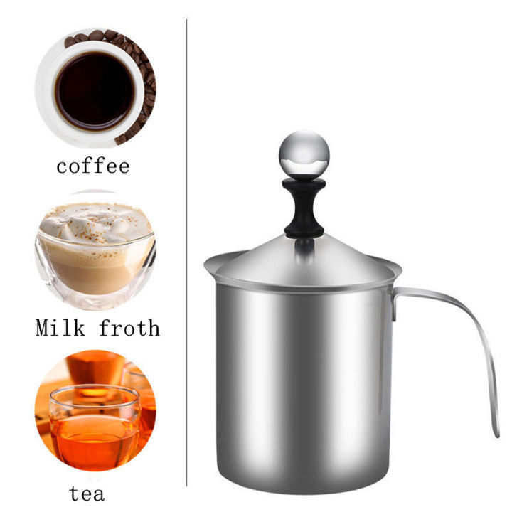 400ml Stainless Steel 304 Double Mesh Milk Creamer Foamer Manual Milk ...