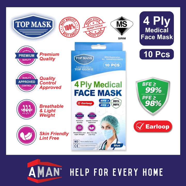 Top Mask 4 Ply Medical Face Mask Premium Medical Face Mask Malaysia ...