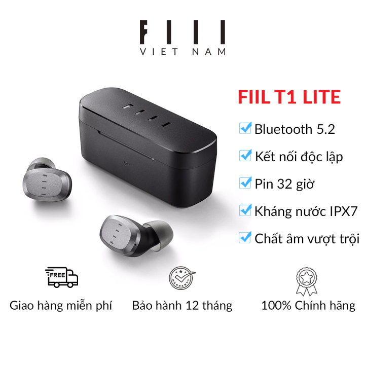 Tai nghe True Wireless FIIL T1 Lite - Bluetooth 5.2 kết nối nhanh, ổn định, thời gian nghe 32 ...