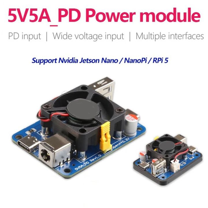 5V 5A PD Power Module for Raspberry Pi5 USB-C and USB-A Dual Port Power ...