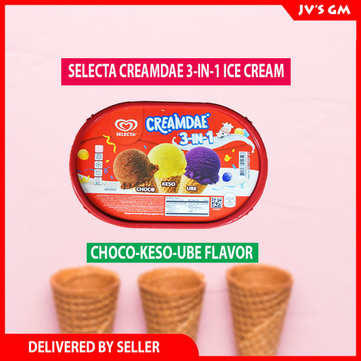 Selecta Creamdae 3-In-1 Pack Ice Cream, Choco-Keso-Ube Flavor, 1Ltr Tub ...
