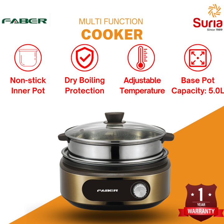(With Bubble Wrap) FABER 5L Electric Multi Cooker Periuk Pelbagai ...