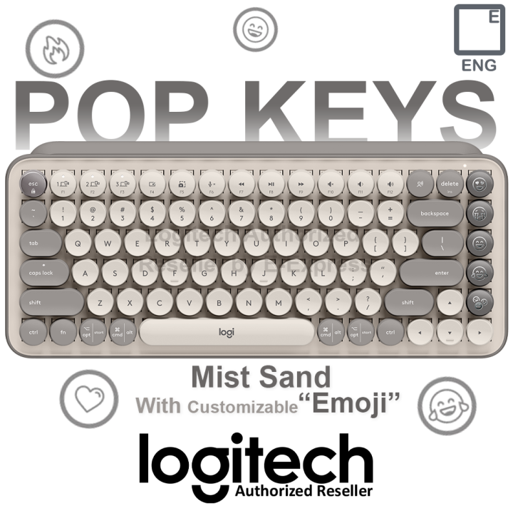 Logitech POP Keys Wireless & Bluetooth Keyboard (Mist Sand) (EN) คี ...