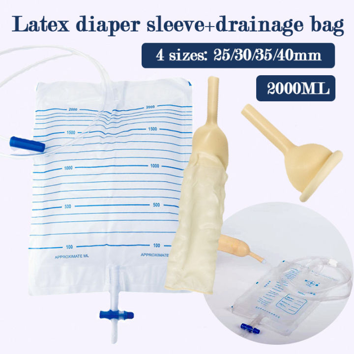Latex Condom Catheter Urine Bag ,Urinary Drainage Bag, Urinary Bags with Anti-Reflux Valve ...