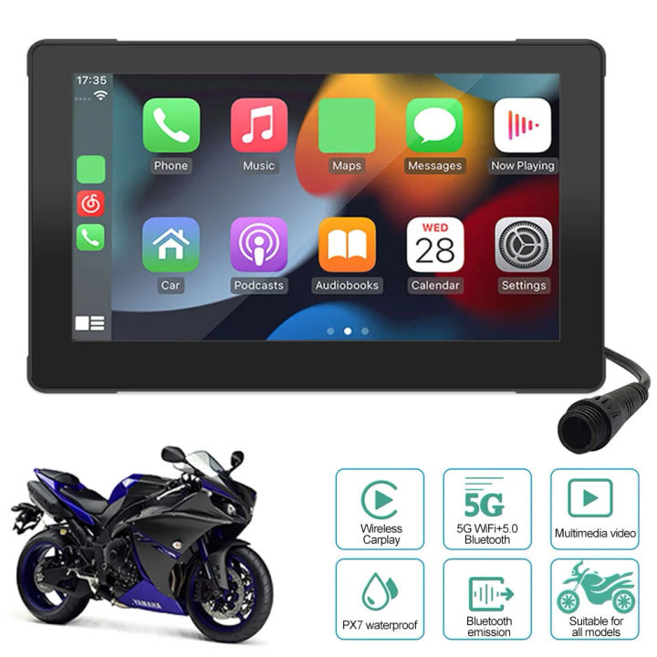 Portable 7 inch motorcycle navigation GPS Wireless Apple CarPlay ...
