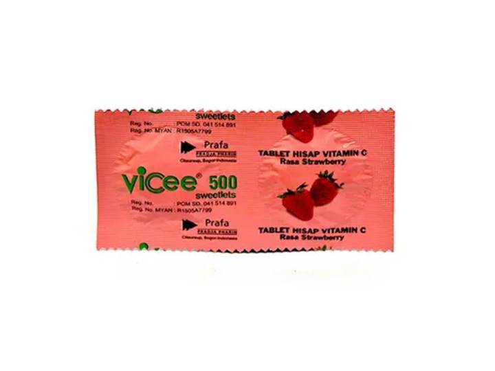 Vicee Rasa Stroberi Strawberry 500mg Vitamin C / 1 Strip / 2 Tablet ...