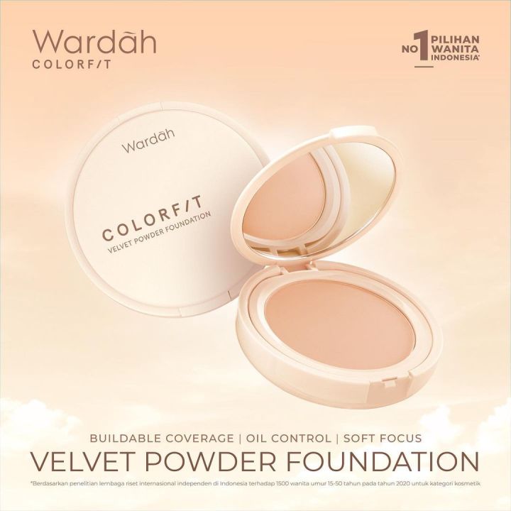 WARDAH Colorfit Velvet Powder Foundation SPF 20 PA+++ 11gr - Bedak ...