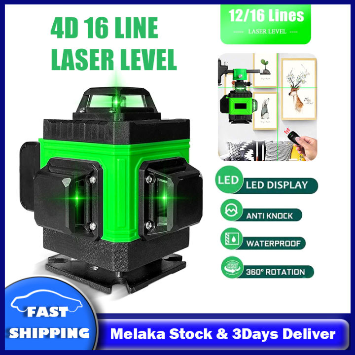 4D Laser Level Self-Leveling 360° Adjustable Rotary Horizontal and ...