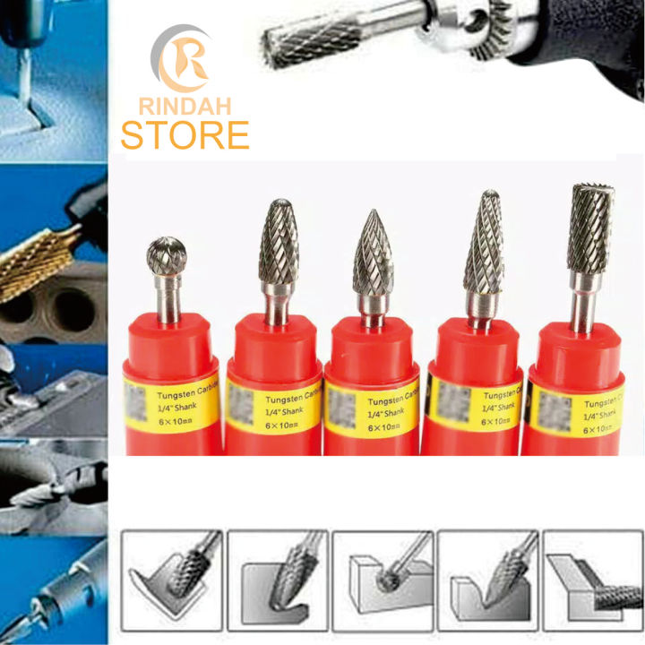 Set Mata Bor Rotary Tungsten Carbide Burr 6mm CNC Engrafing Rotary File ...