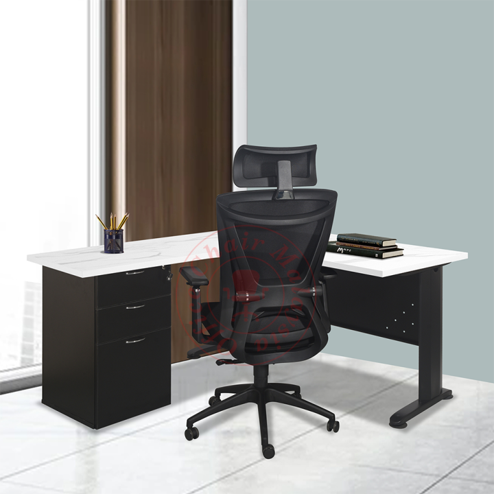 L-Shape c/w 2D1F Office Table / Study Table / Study Desk / Writing ...