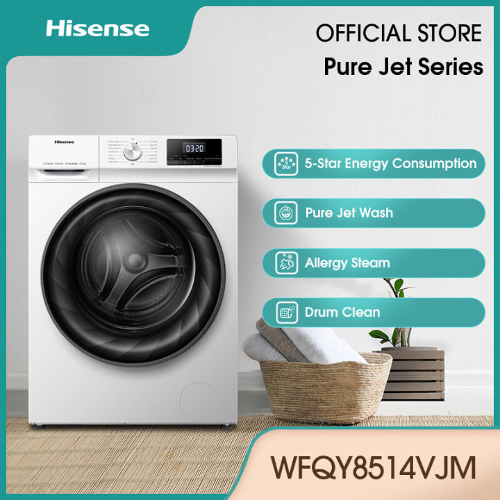 【24H Ship Out】Hisense Inverter Front Load Washer Washing Machine | 8.5KG WFQY8514VJM | Allergy ...