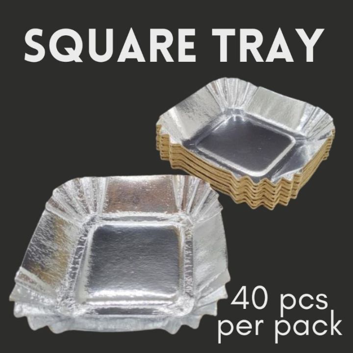 Square Paper Plate Tray Fries Paper Tray 40pcs per pack | Lazada PH
