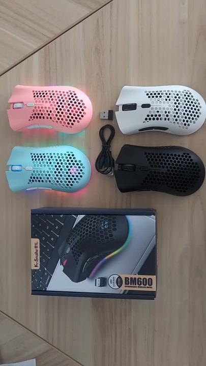Bm600 rechargeable gaming mouse USB 2.4g wireless RGB light honeycomb ...
