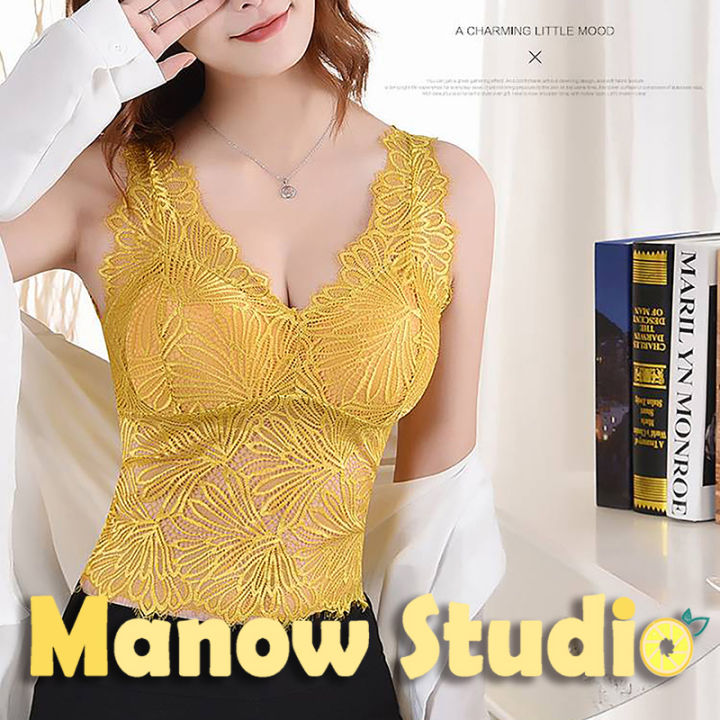 บราลูกไม้ บราสายเดี่ยวลูกไม้ เสื้อกล้าม สายเดี่ยว บราสายเดี่ยวแบบสวม 367# Manow.studio | Lazada ...