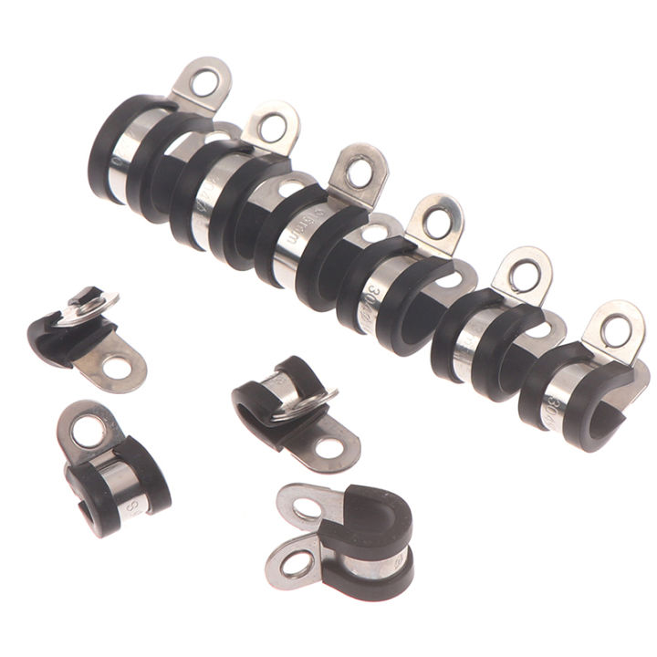 Eioce 2pcs 304 Stainless Steel Rubber Lined P Clips Cable Mounting Hose ...