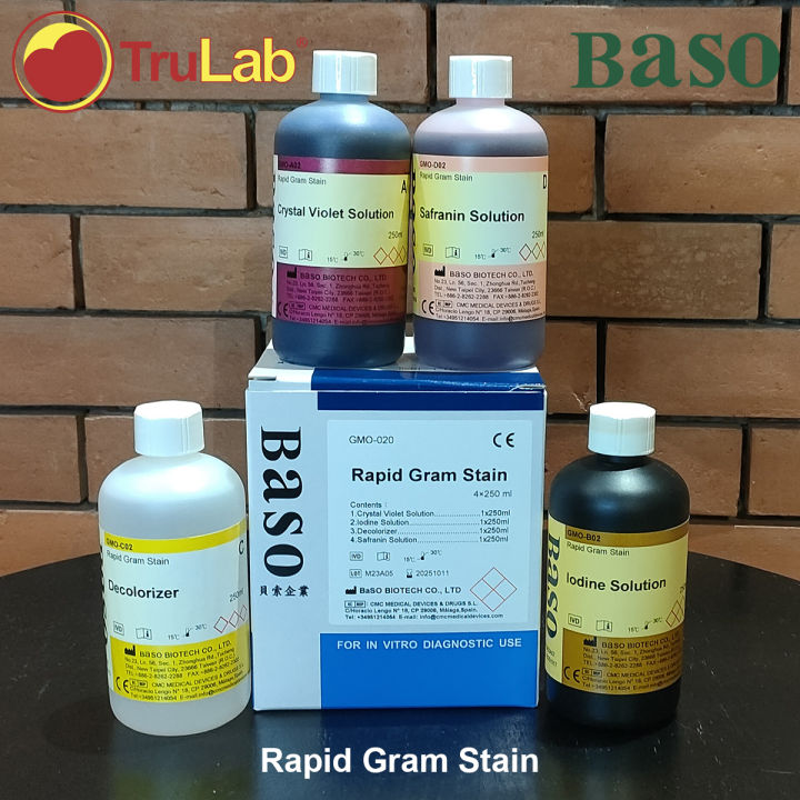 Rapid Gram Stain, 4x250ml, Brand: BASO Taiwan -Laboratory & Medical ...