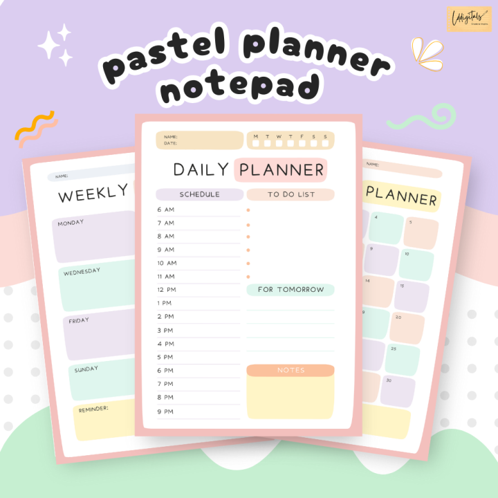 Notepad for Daily, Weekly and Monthly Planner | Pastel Colored Notepad ...