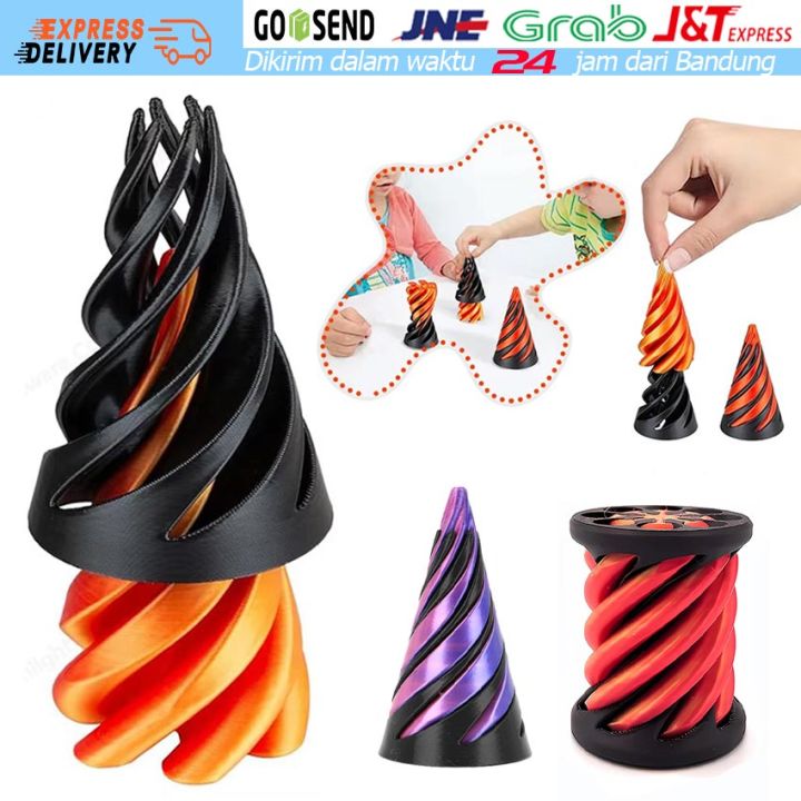 Fidget Spiral Pyramid viral ZENAXIS 3D Fidget Toy Spinner / Mainan ...