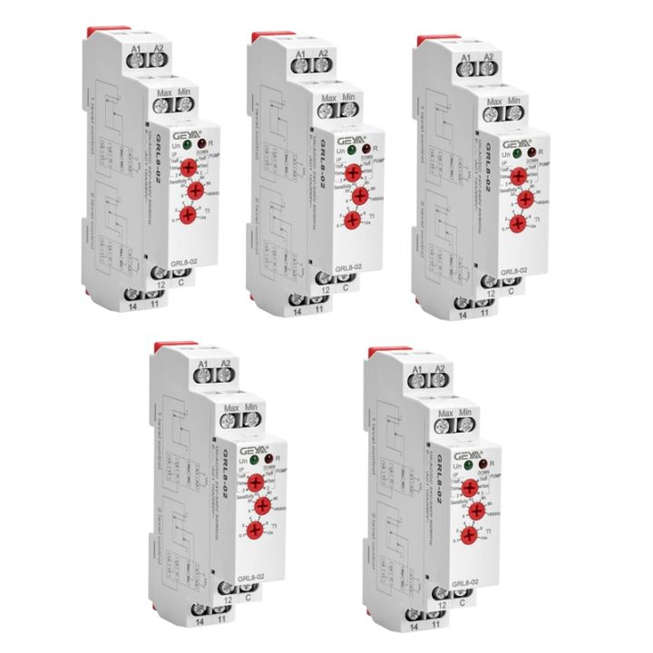 5X GRL8-02 Liquid Control Relay Level Control Relay 10A ACDC24V-240V ...