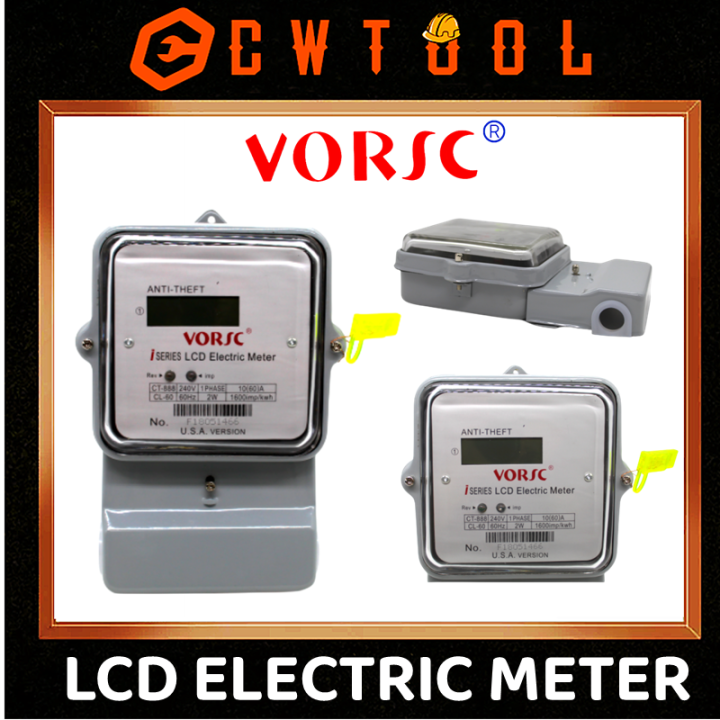 VORSC Electric Sub-Meter LCD Digital Display Watt Meter KWH Type ...
