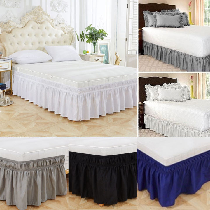 Ruffle Valance Drop Bed Skirt Elastic Pure Color Bed Skirts Without Bed