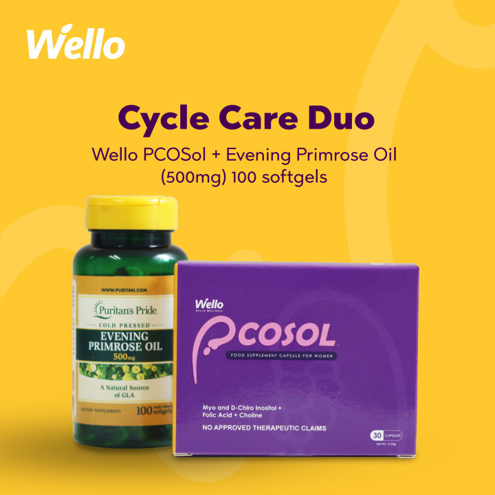 Cycle Care Duo Puritan's Pride Evening Primrose Oil 500mg + Wello ...