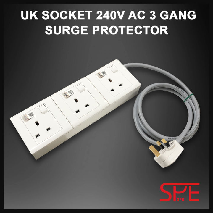 SPE Surge Protector UK Socket 240V 3 Gang Lightning Arrestor Lightning ...