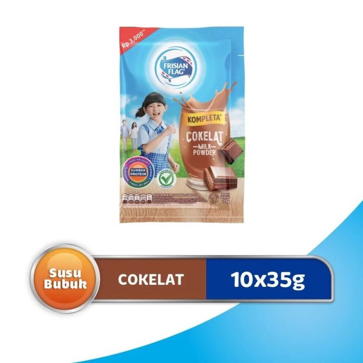 Susu Bubuk Frisian Flag KOMPLETA Cokelat Sachet 10 x 35 gr | Lazada ...
