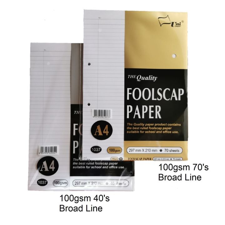 MWM STORE Uni Paper Foolscap Paper A4 Broad/Narrow Line 70/80/100gsm ...