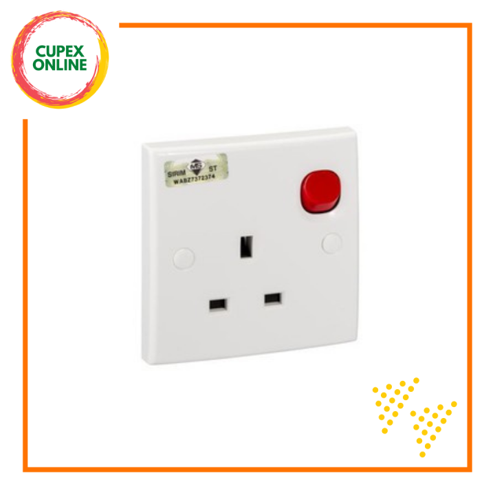 Schneider Electric S-Classic 13A 1 Gang Switch Socket Outlet with Red ...