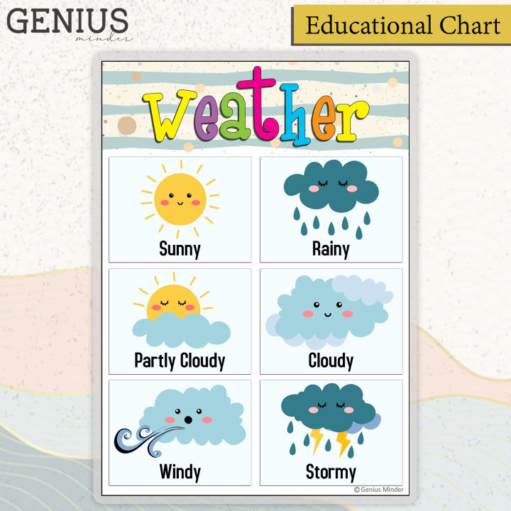 WEATHER Educational Laminated Chart - Preschool Learning Study ...