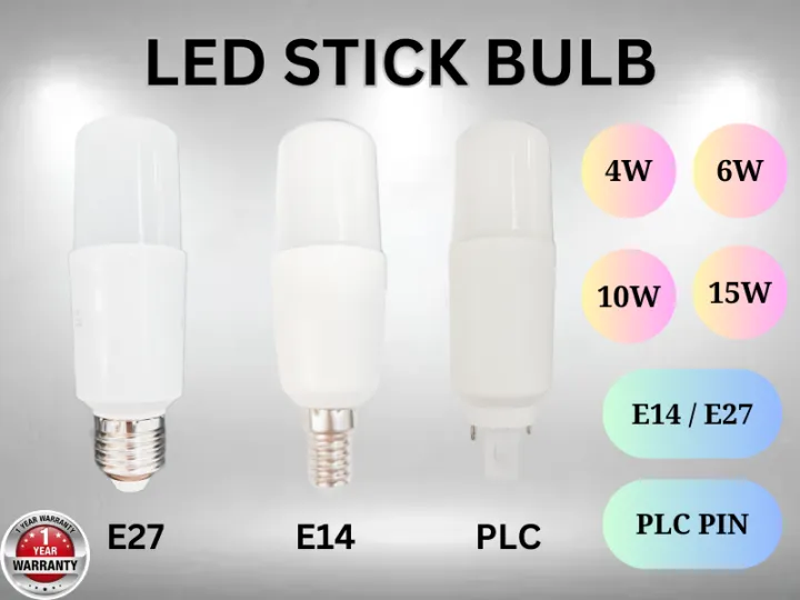 Iconnez High Quality LED Stick Bulb E27 E14 PLC 4W 6W 10W 15W | Lazada