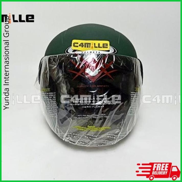 Helm Evolution Polos Hijau Army Doff Half Face Model Gm Evo Terbaik ...