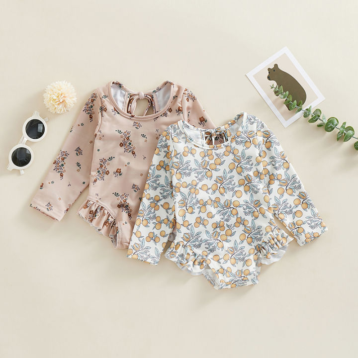 fairydreams 0-4years Kids Girl Summer Swimsuits Floral Print Long ...