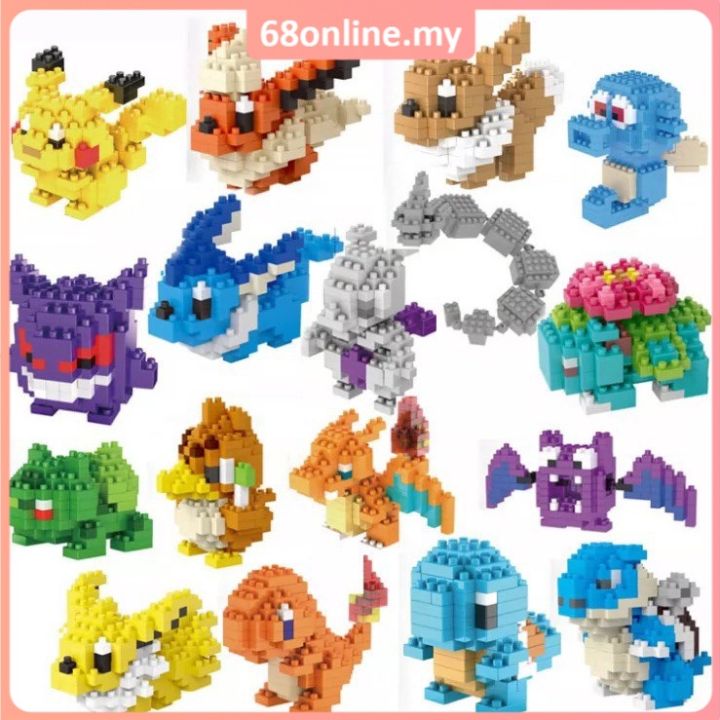 [Johor Seller] Pokemon Block Nano Block Building Block Toy Pikachu Charmamder Charizard Mewtwo ...