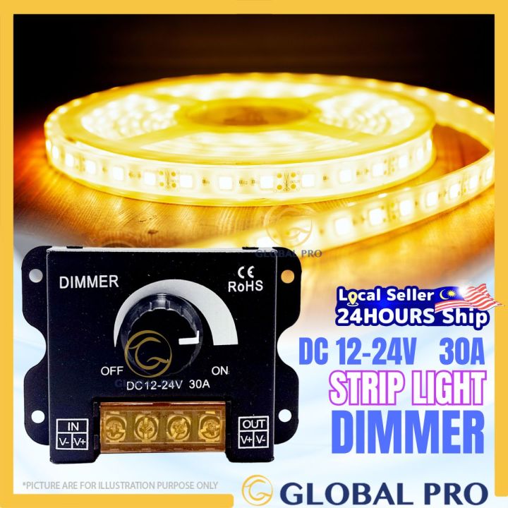 30A ROTARY DIMMER DC12-24V Light Strip Dimmer Knob Adjust Brightness ON ...