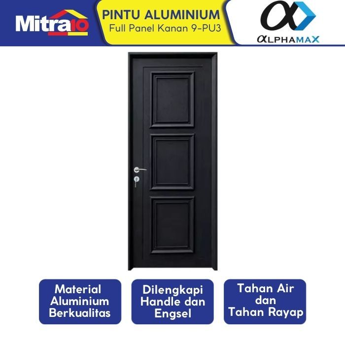Alphamax Pintu Interior & Exterior Full Panel Bukaan Kanan 9-PU3 90x220 Cm Hitam | Lazada Indonesia