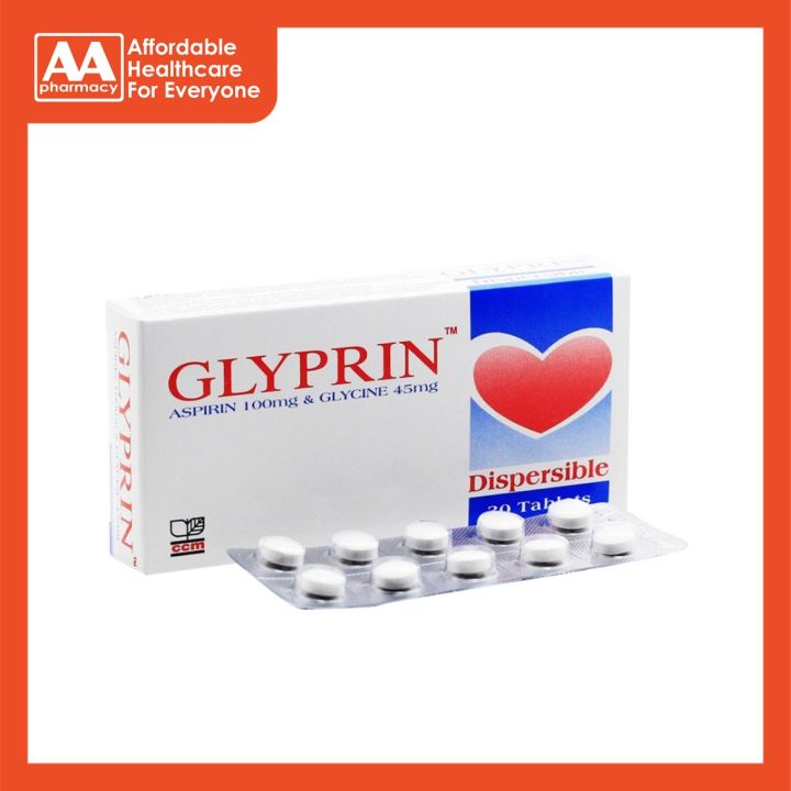 Glyprin Tablet (Aspirin 100mg & Glycine 45mg) 30's | Lazada