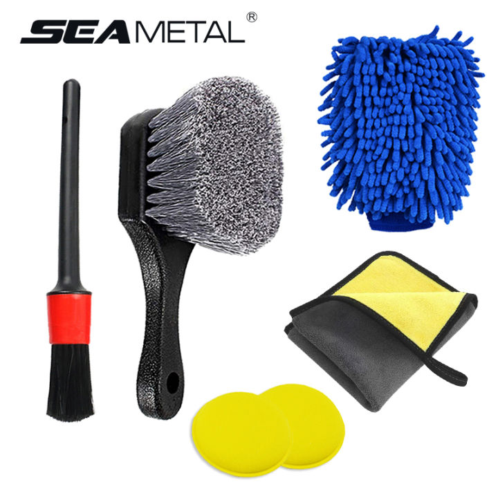 Microfibre Car Wash Cleaning Set Gloves Towels Brush Sponge Car ...
