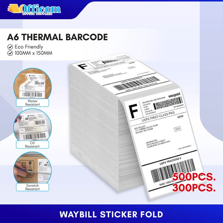 A6 Size Waybill Sticker 500/300pcs FOLD 100mm x 150mm Triple Proof Oil ...
