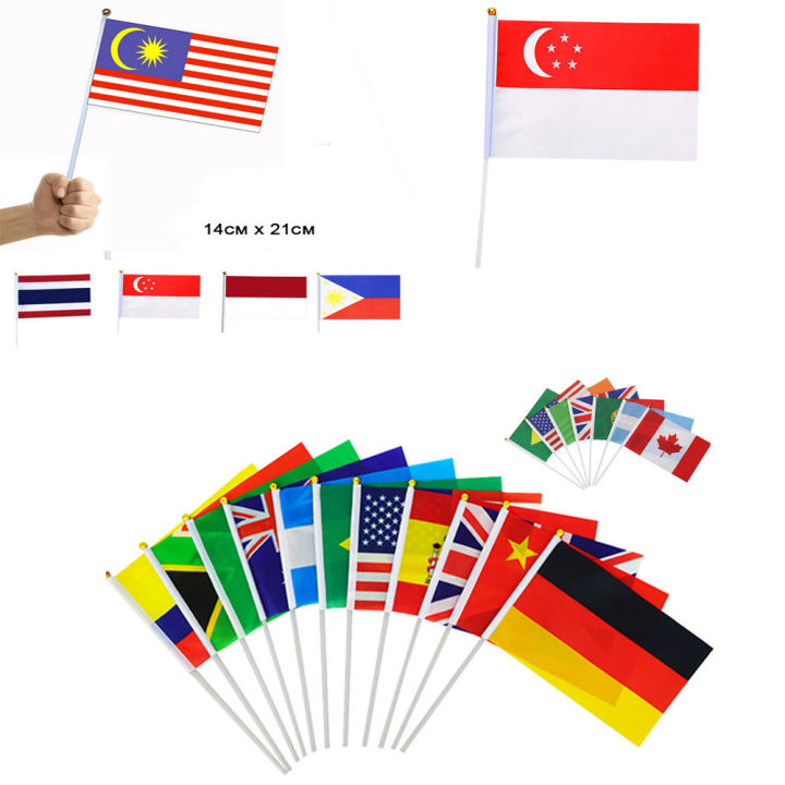 20 Pieces Mini Hand Waving Flag 14x21cm Polyester Small Flag With ...