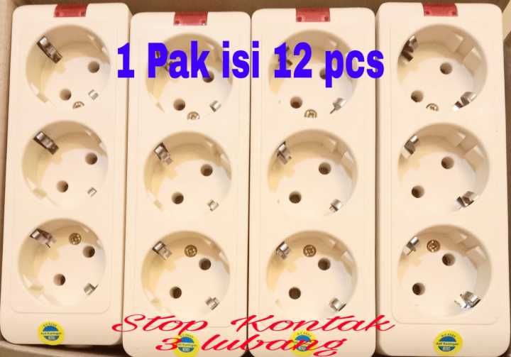 FJT,1 PAK ISI 12 PCS STOP KONTAK LISTRIK 3 LUBANG -TERMINAL KUNINGAN ...