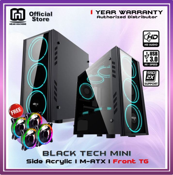 Aigo Black Technology Mini MATX Front TG Side Acrylic Gaming Chassis PC ...