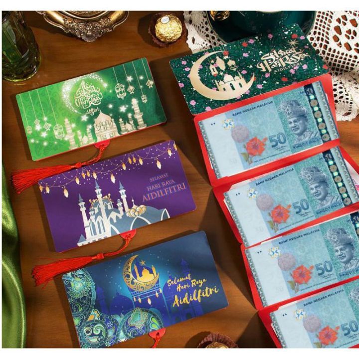 Raya 2024 Sampul Duit Raya Festival HARI RAYA Folding Packets Green ...
