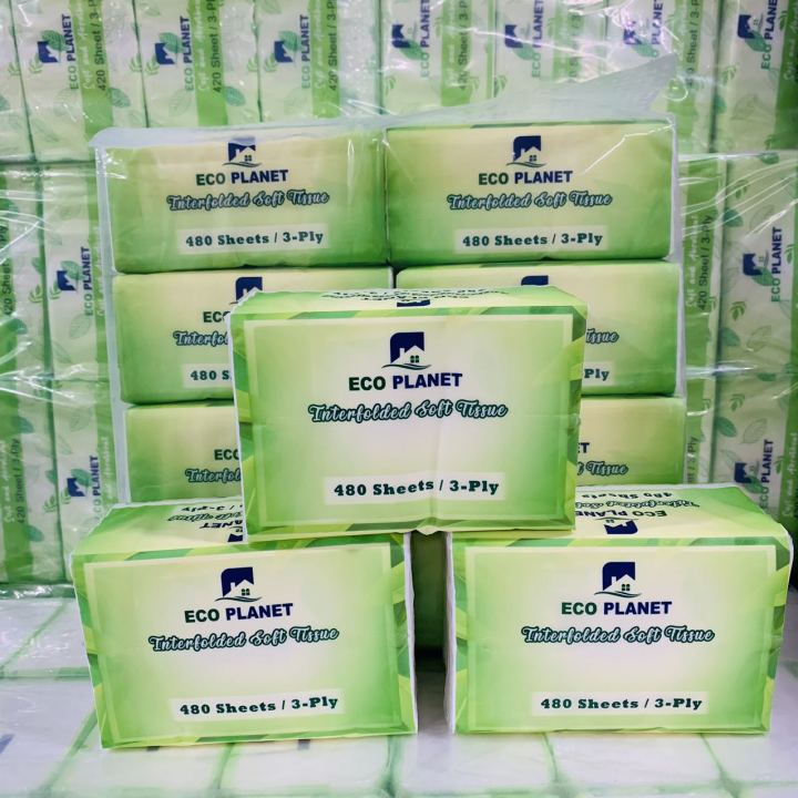 10pack 4-Ply ECOPLANET 480Sheets 1Pack 8Pcs Disposable Inter-Folded ...